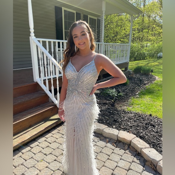 Dresses | Selling This Beautiful White Prom Dresscompletely Rhinestone ...